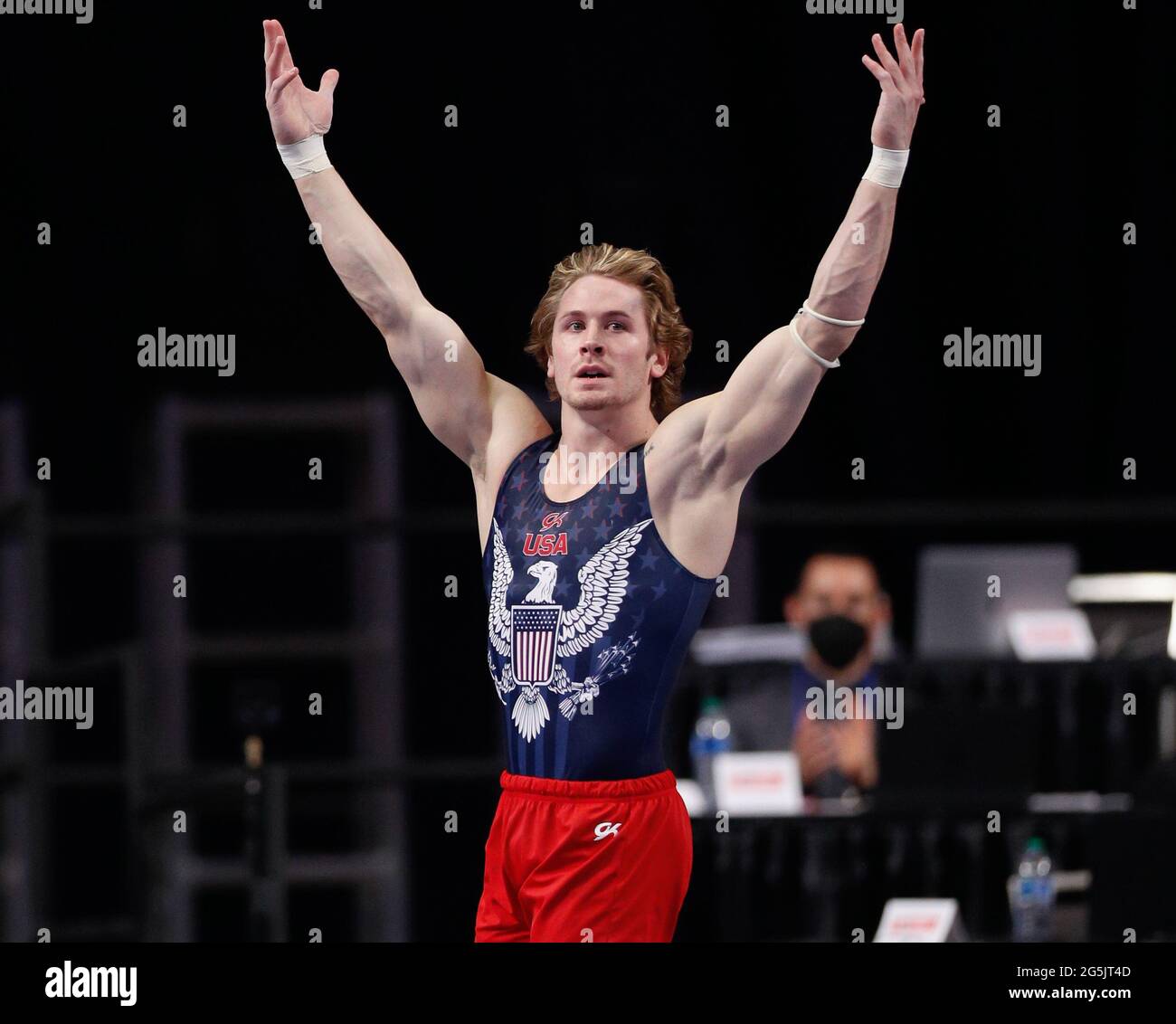 June 265, 2021: Gage Dyer following his vault during Day 2 of the 2021 ...