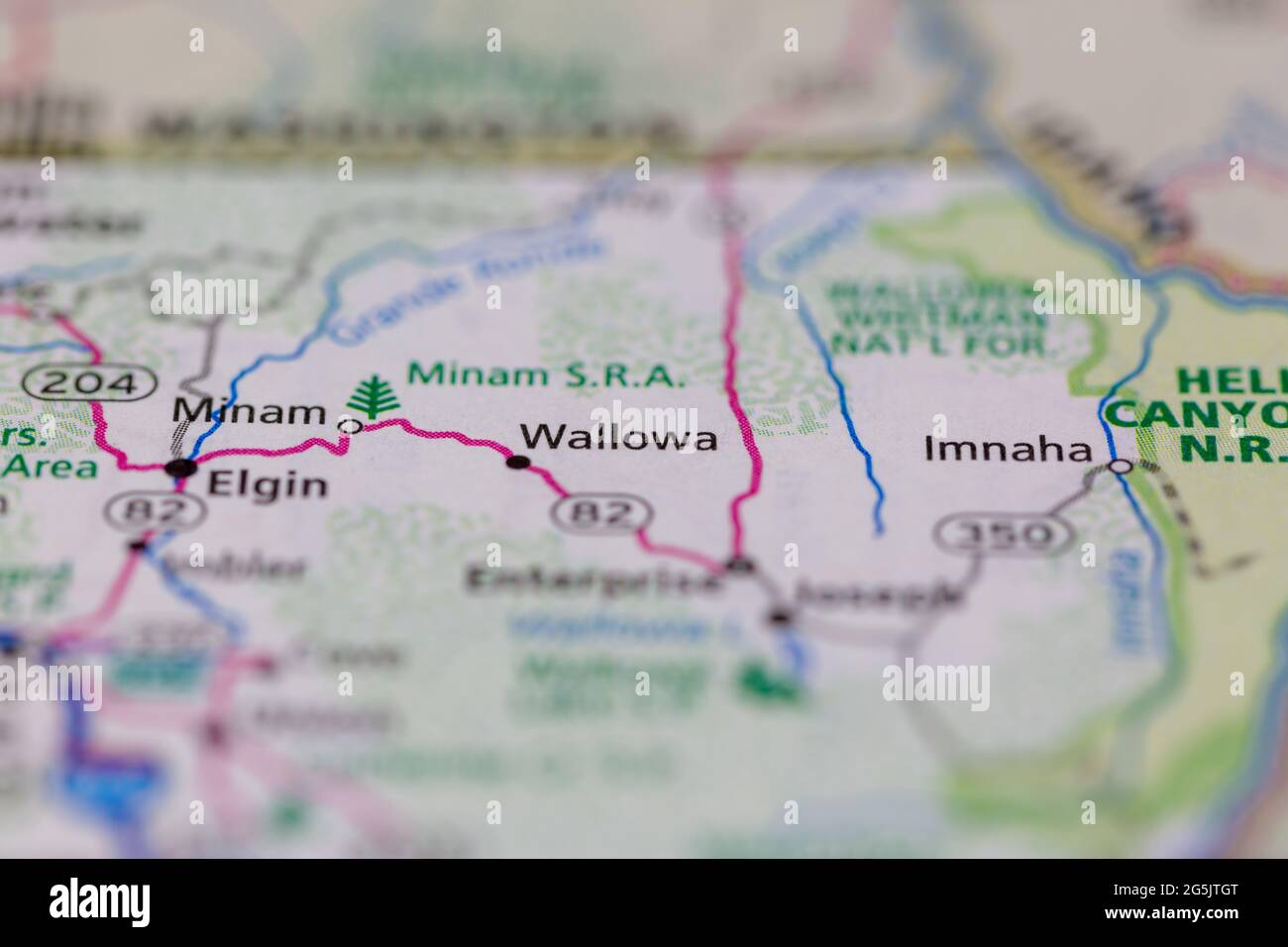 Wallowa Oregon USA shown on a Geography map or road map Stock Photo - Alamy