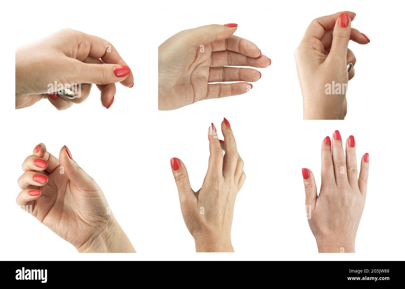 Set of woman's hand. Isolated on white Stock Photo - Alamy