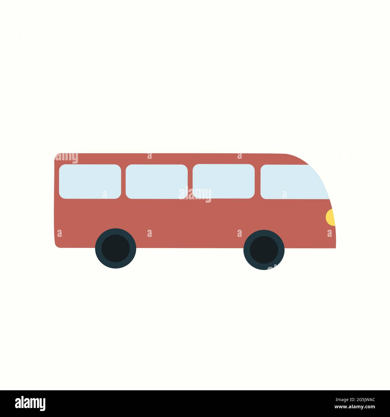 Simple red toy bus, side view. cute kid transport. Vector drawn flat ...