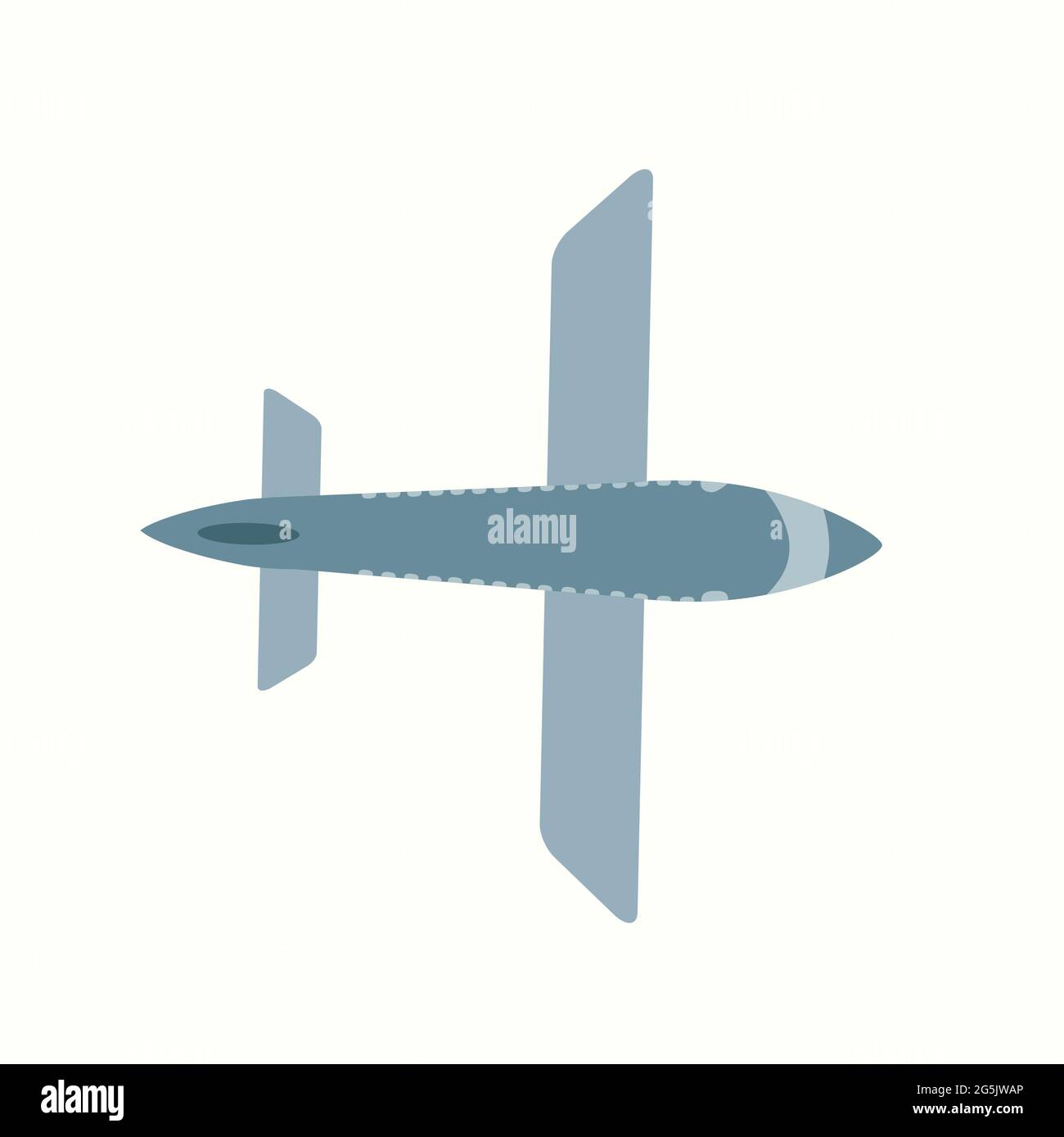 Simple blue toy airplane, top view. cute kid transport. Vector drawn ...