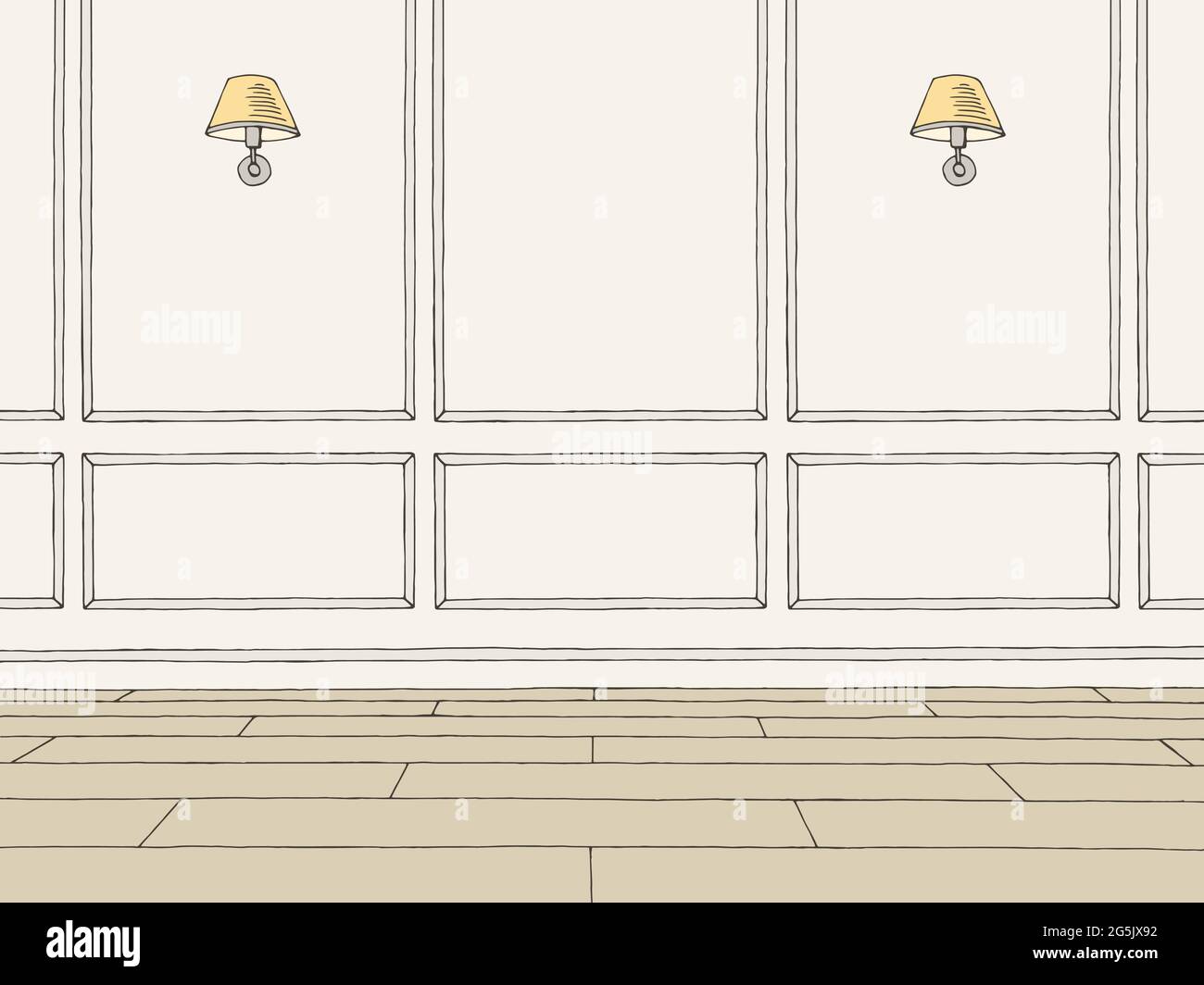 Room graphic color empty classic home interior sketch illustration ...