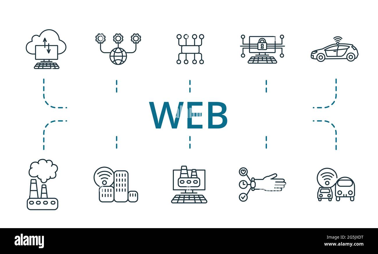 Web icon set. Contains editable icons theme such as cyber systems ...