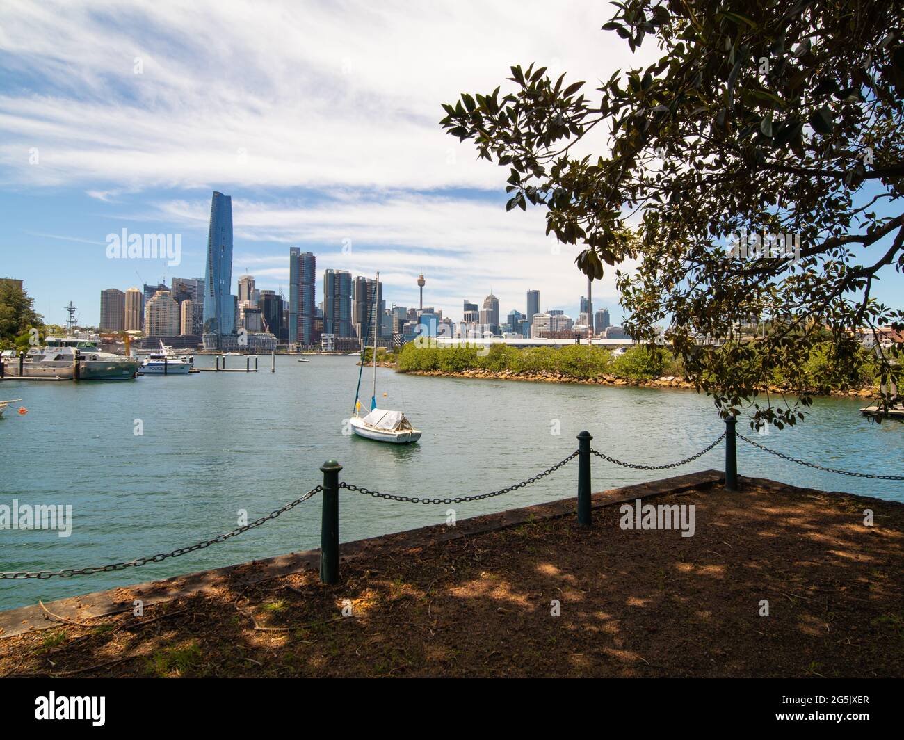 View of Sydney harbour and CDB on a beautiful sunny blue sky clear blue ...