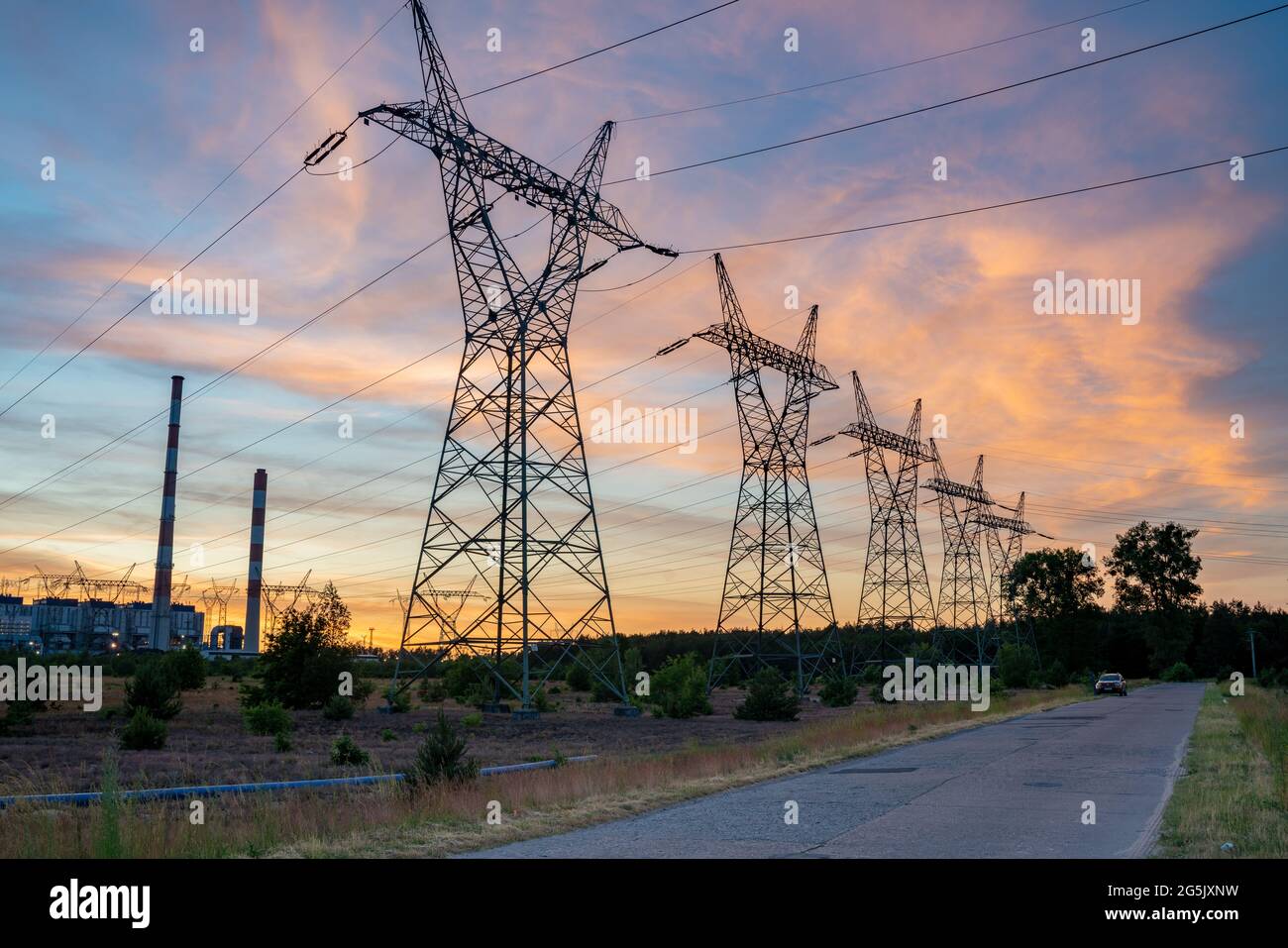 High voltage steel power pylons hi-res stock photography and images - Alamy