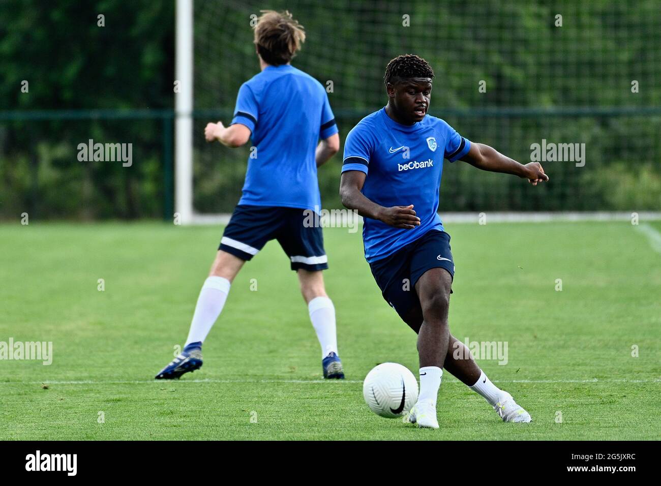 Genk's Bryan Limbombe pictured in action during the first training ...