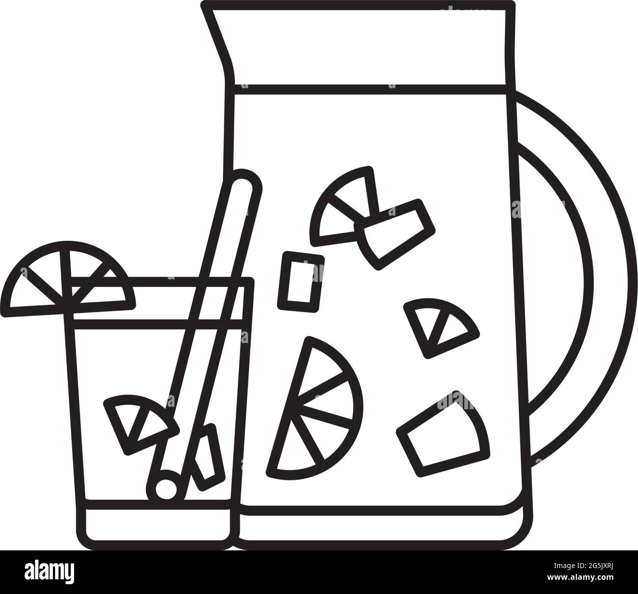 Carafe and glass of Sangria vector line icon for Sangria Day on ...