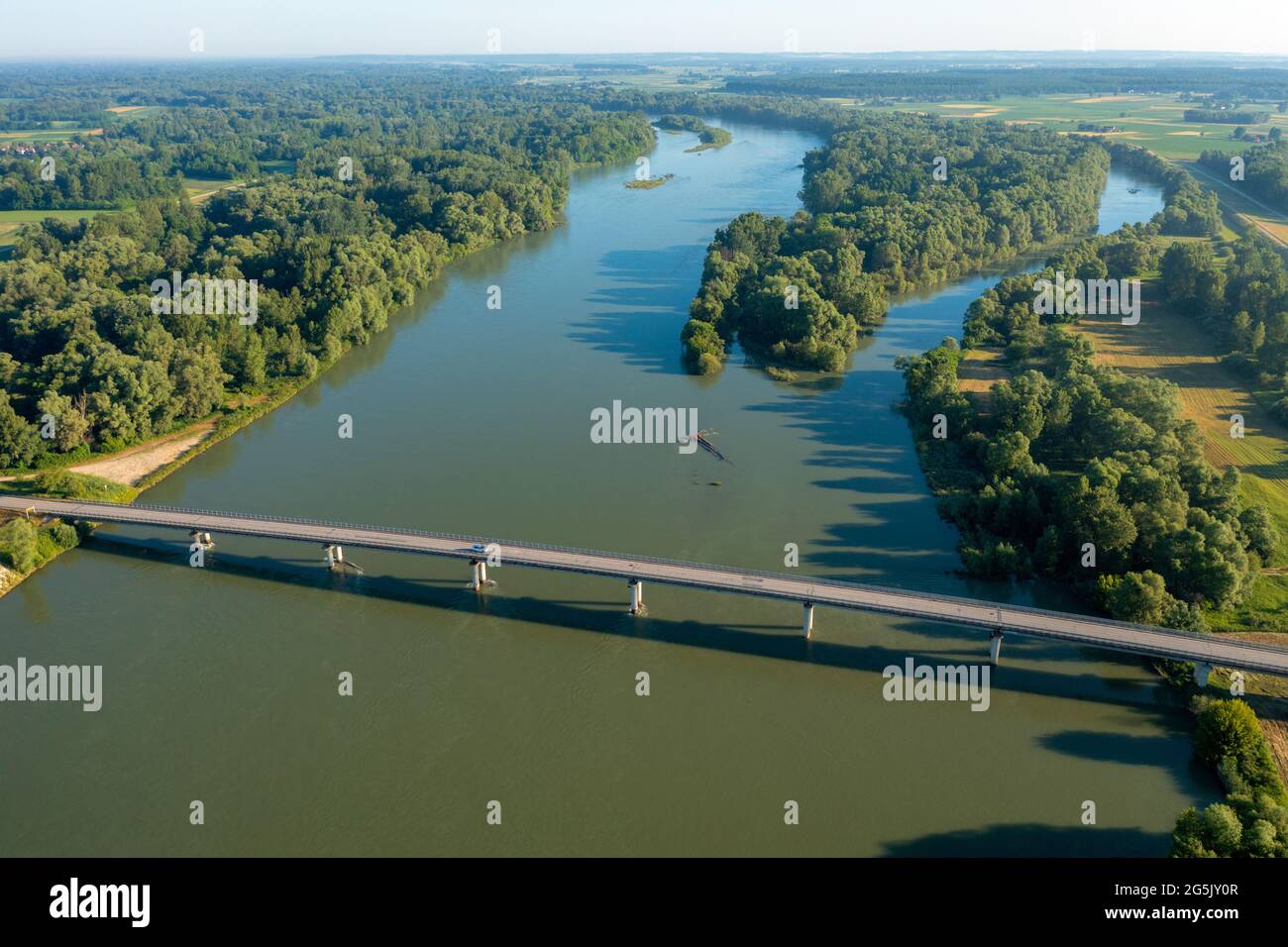 Aerial view of the bridge on the Drava River, Croatia Stock Photo - Alamy