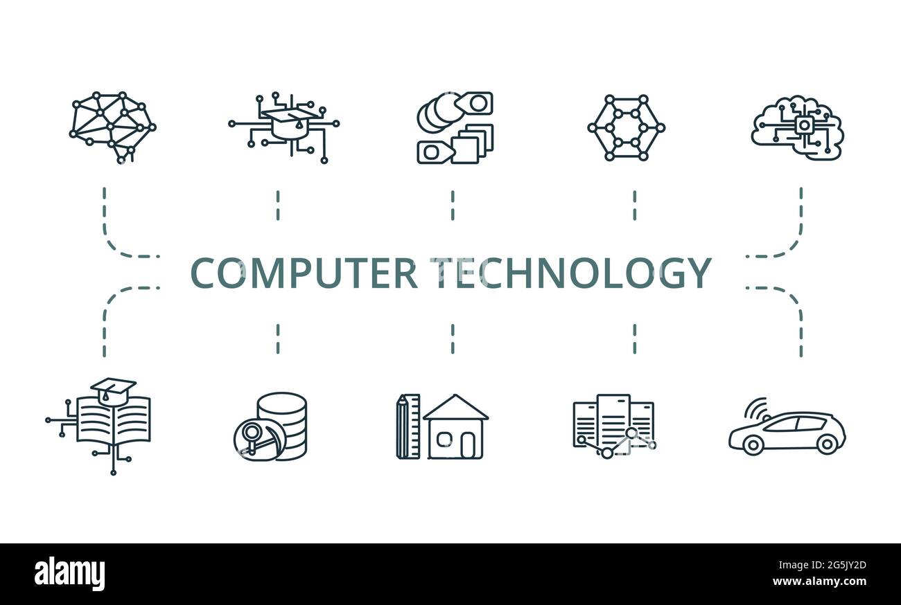 Computer Technology icon set. Contains editable icons theme such as ...