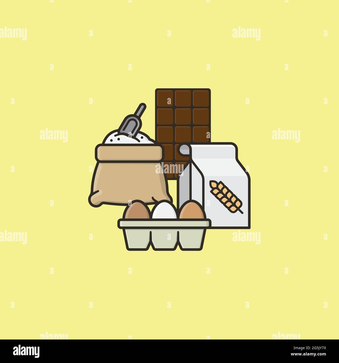 Baking ingredients flour sugar Stock Vector Images - Alamy