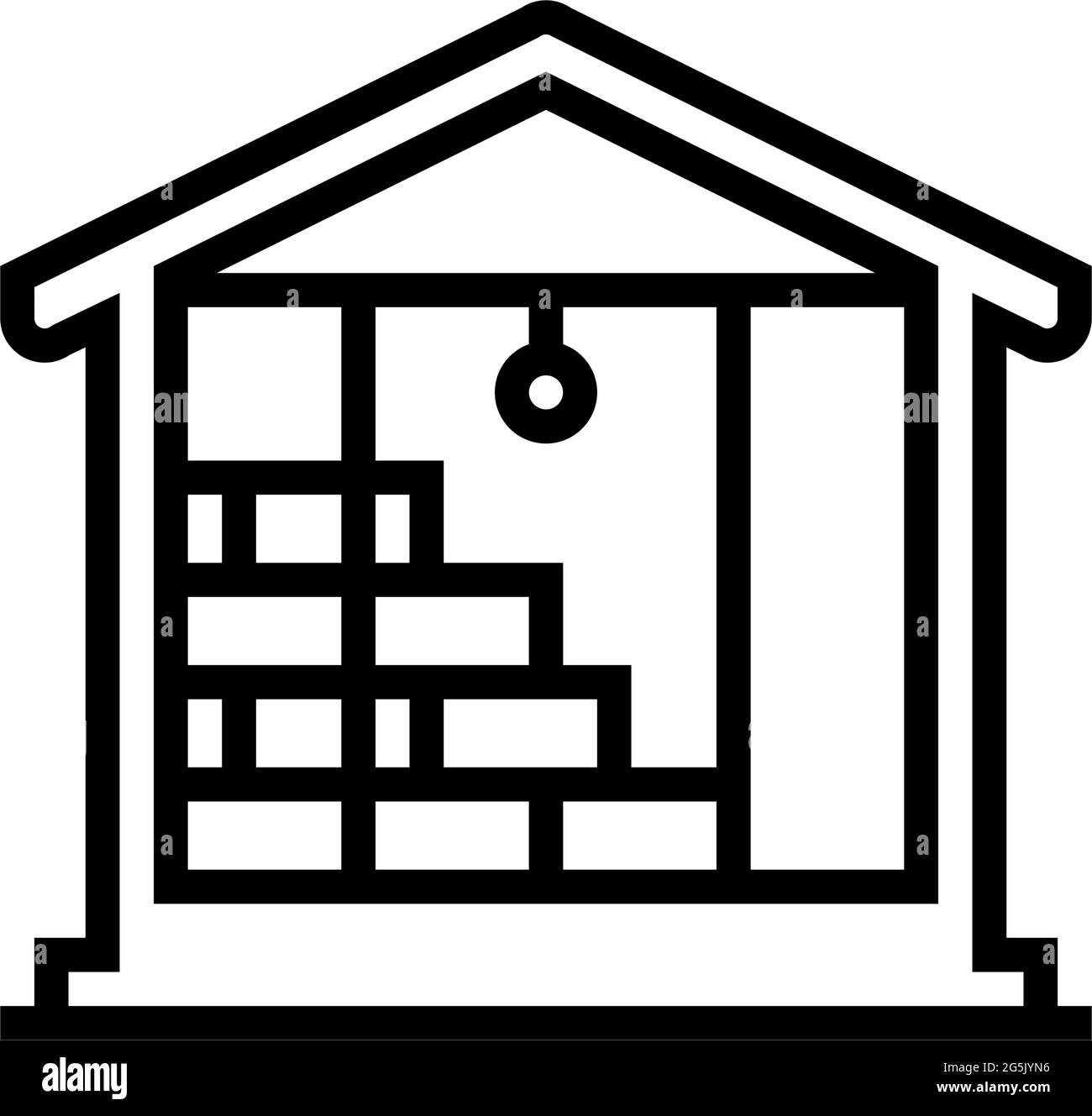 inside wall insulation with mineral wool line icon vector illustration ...