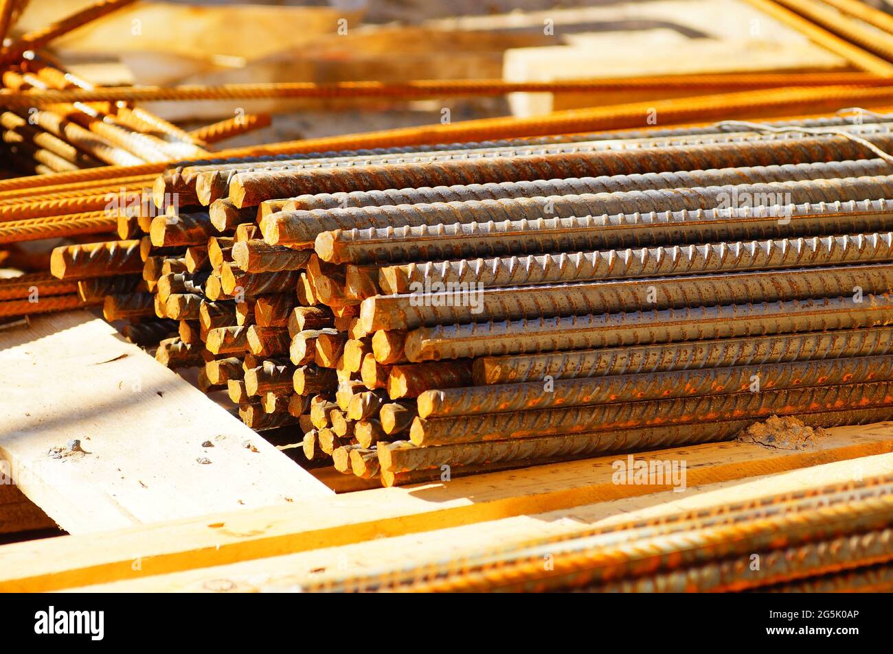 Structural steel lies ready at a building site Stock Photo - Alamy