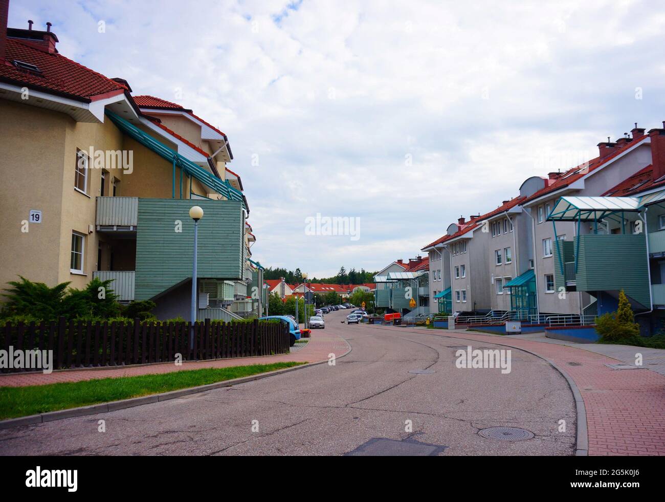 GDY, POLAND - Sep 13, 2015: Row of apartment buildings at a street with ...