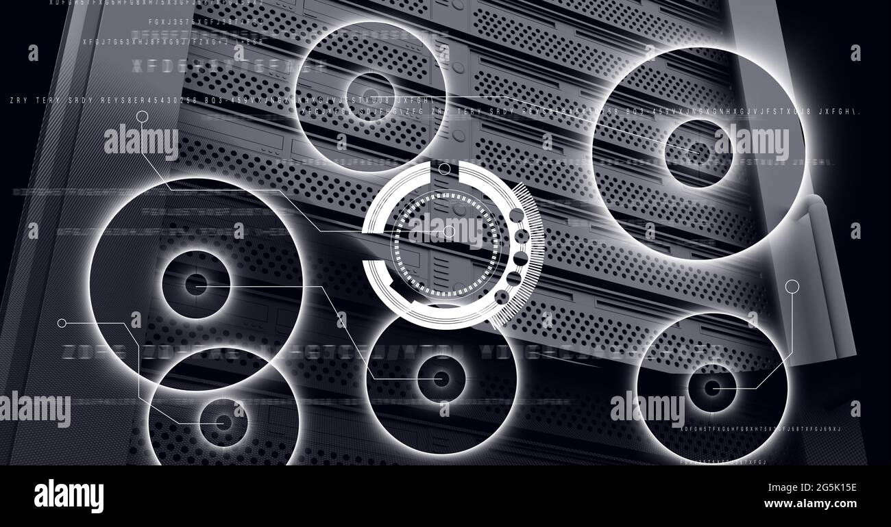 Composition of scopes scanning and data processing over computer server Stock Photo - Alamy