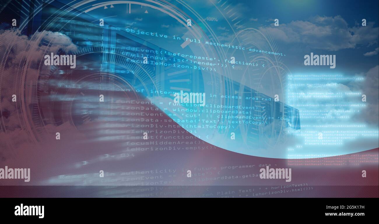 Composition of scope scanning and data processing with computer servers Stock Photo - Alamy