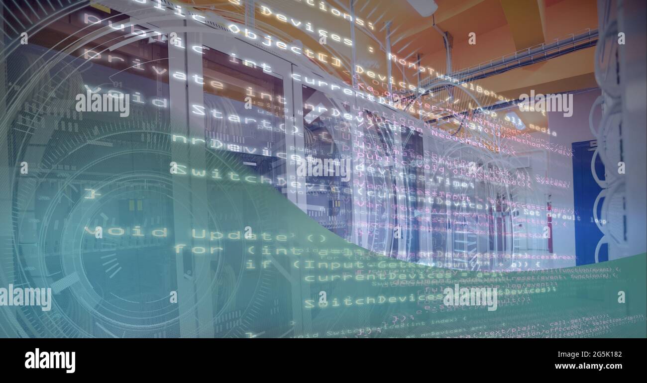Composition of scope scanning and data processing with computer servers Stock Photo - Alamy