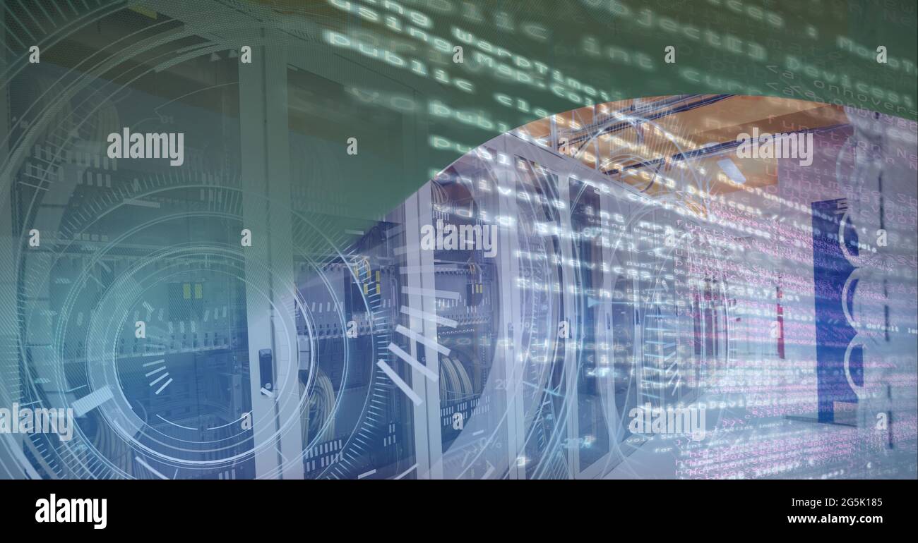 Composition of scope scanning and data processing with computer servers Stock Photo - Alamy