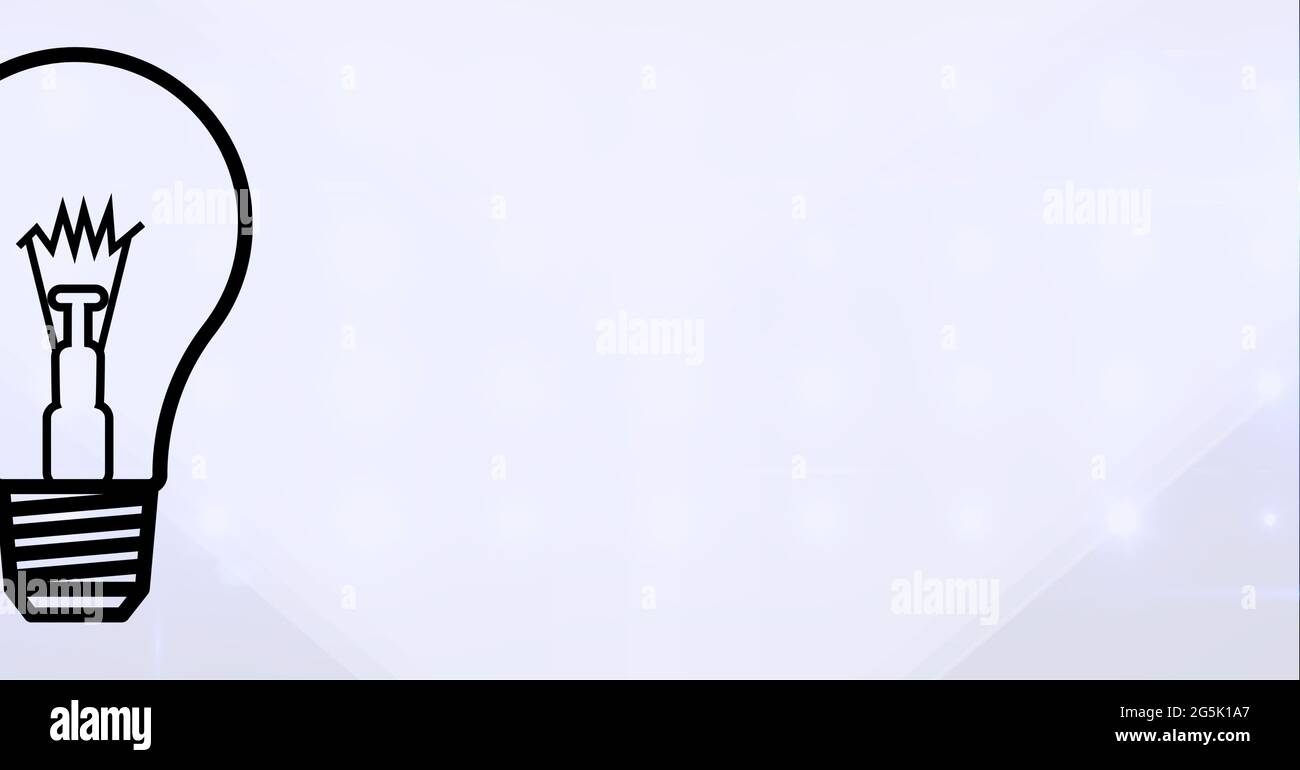 Composition of light bulb icon with copy space on white background ...