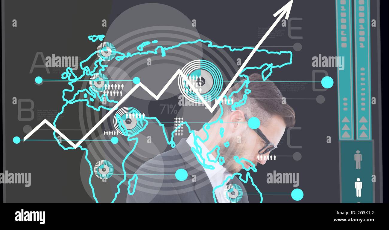Animation of statistics data processing and businessman Stock Photo - Alamy