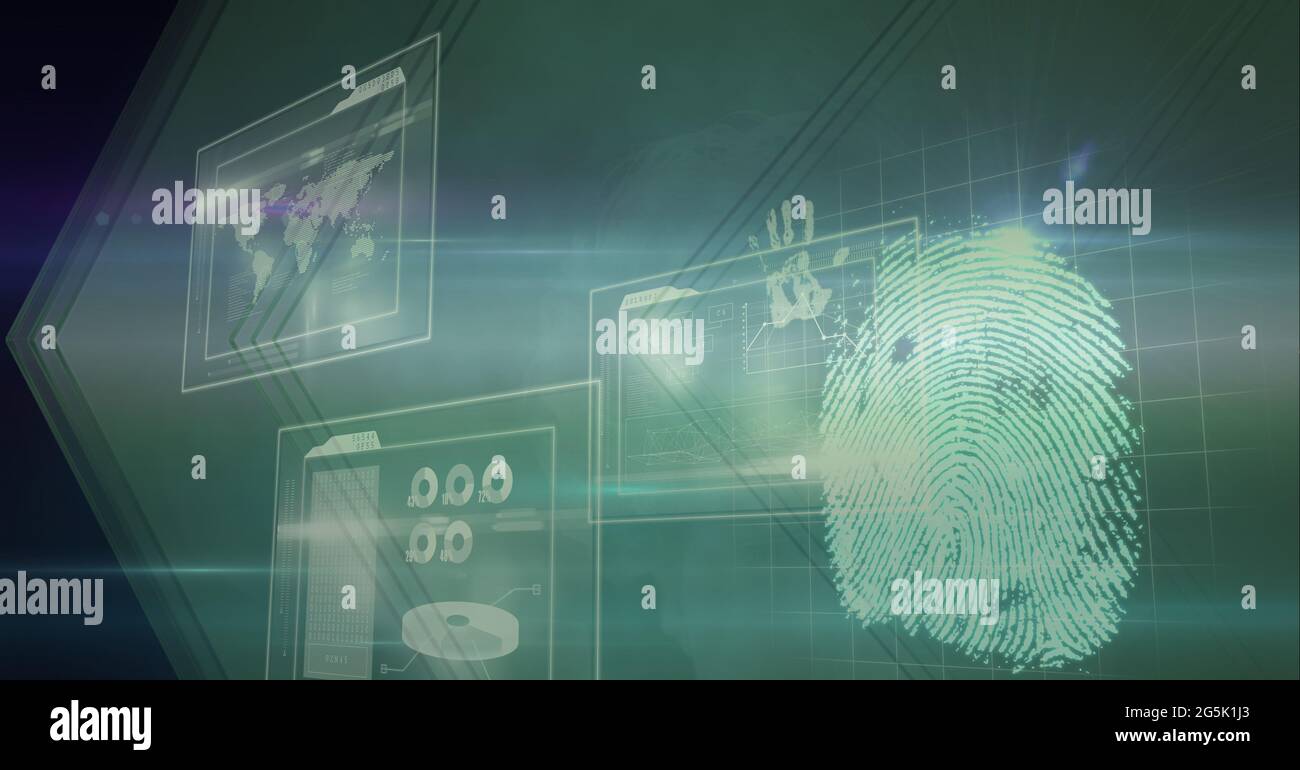 Composition of fingerprint and interactive screen with data processing ...