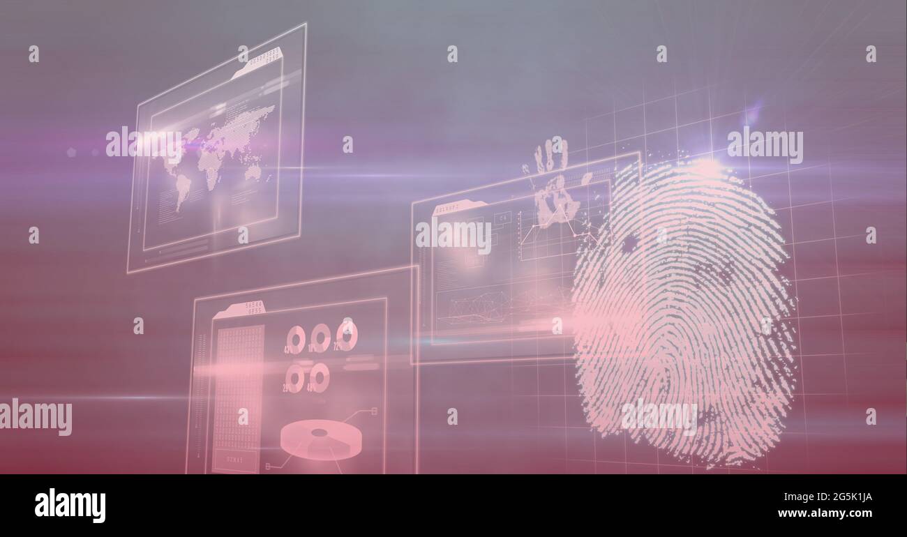 Composition of fingerprint and interactive screen with data processing ...