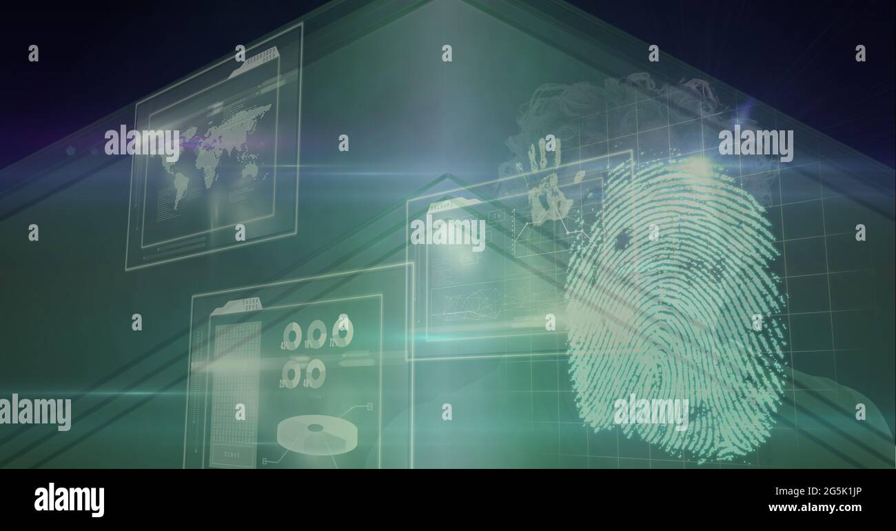 Composition of fingerprint and interactive screen with data processing ...