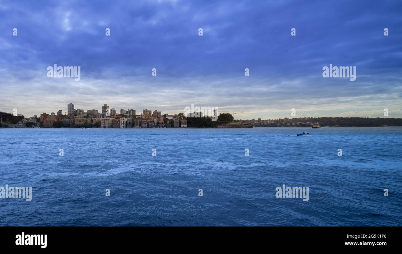 Sydney Harbour Australia on a sunny clear blue sky day with the ...