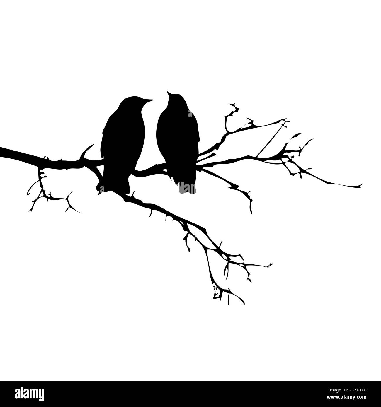 Two Birds On A Branch Silhouette