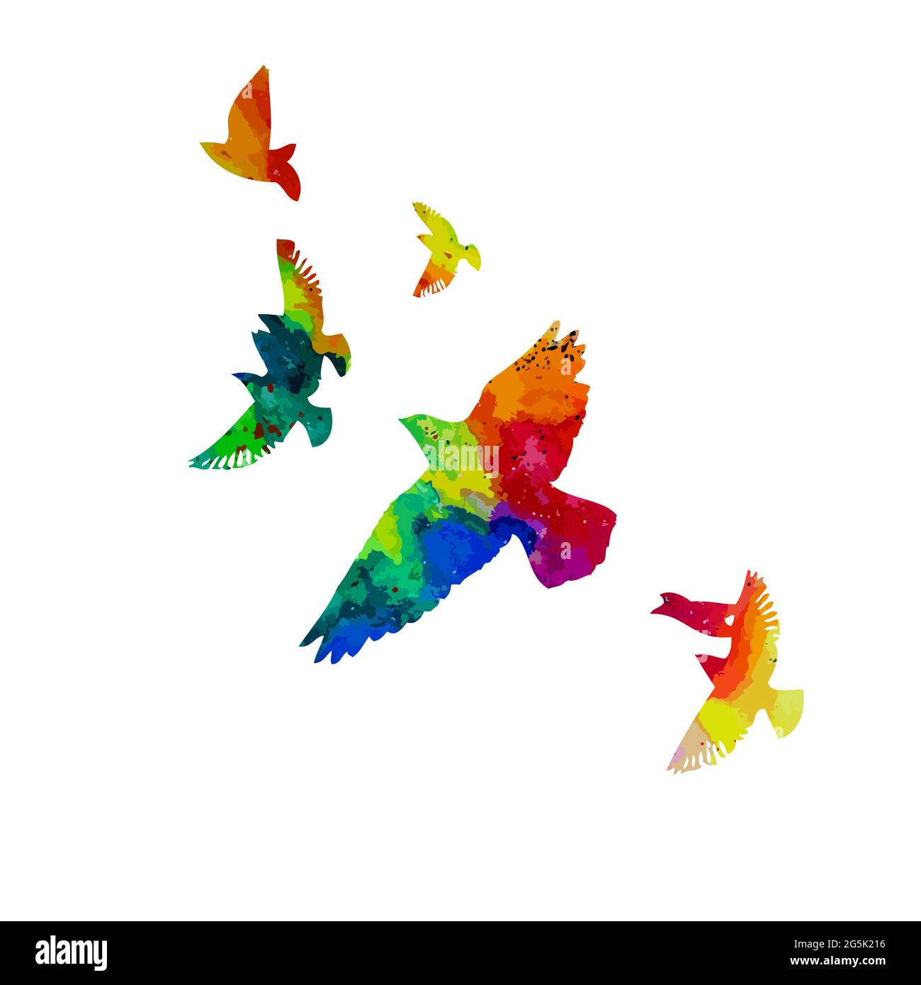 Bird watercolor. A flock of colorful birds. Vector Stock Vector Image ...