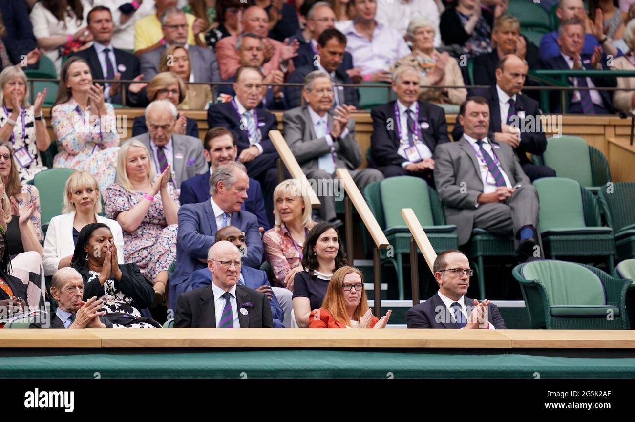 A view of the Royal Box at Centre Court, with the Duke of Kent (left ...