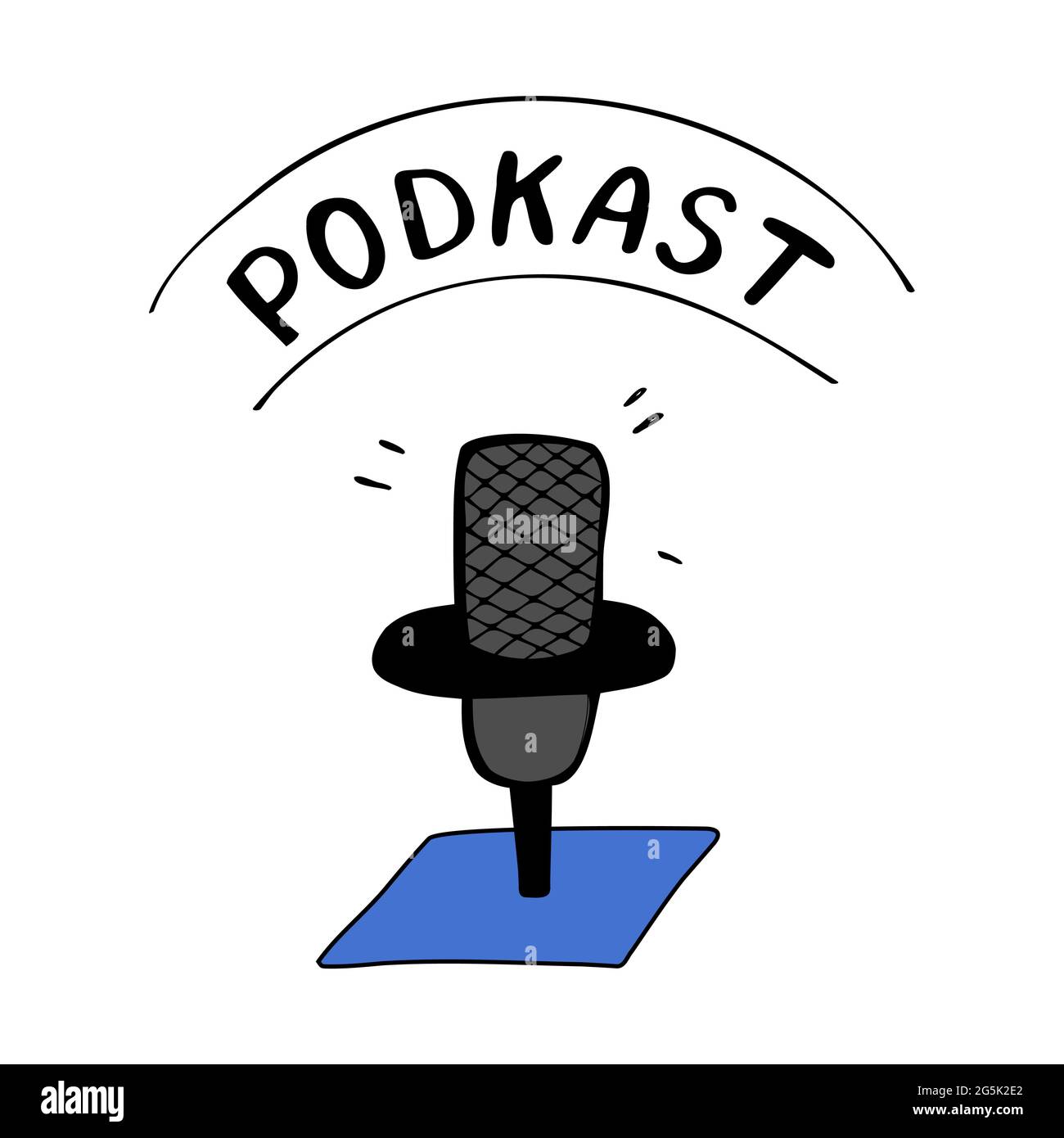 Simple cute Microphone vector Doodle illustration. Hand drawn ...