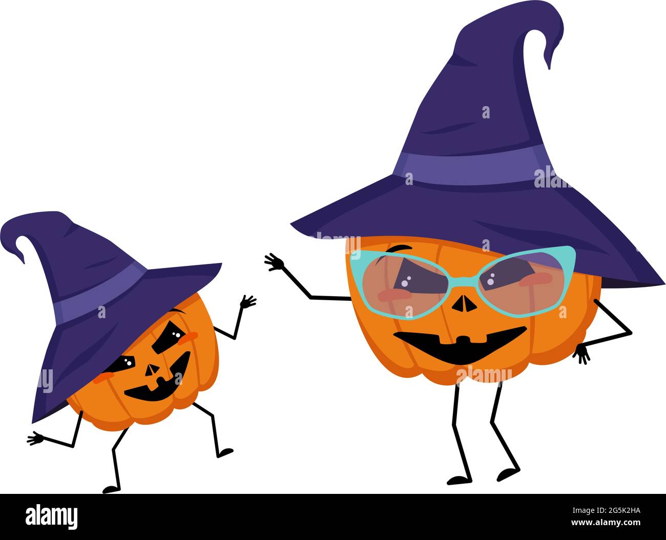 Cute pumpkin characters with happy emotions and smile face Stock Vector ...