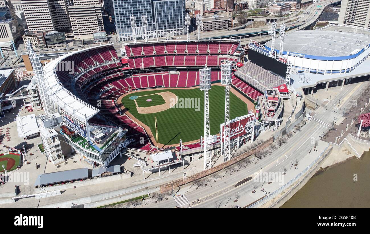 Drone view of Cincinnati Red's baseball stadium Stock Photo - Alamy