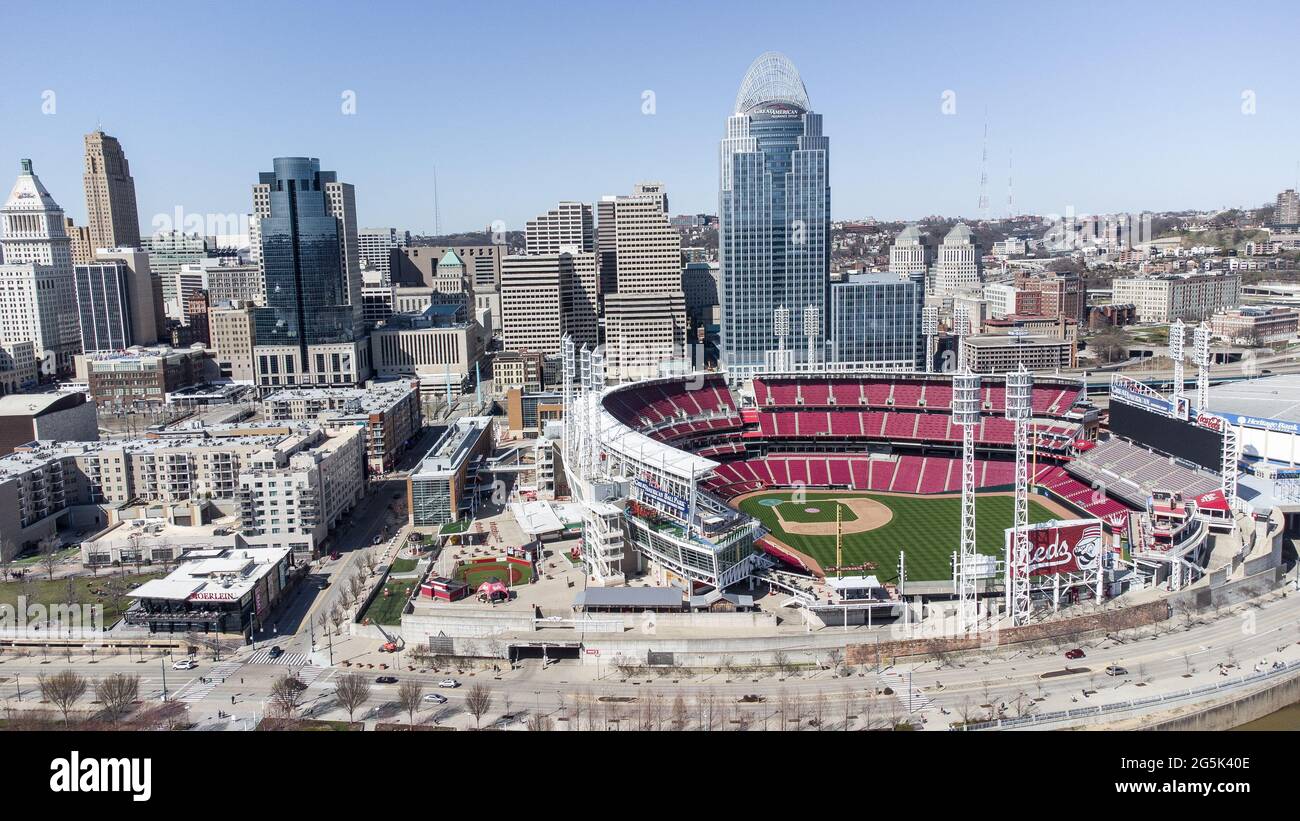 Drone view of Cincinnati Red's baseball stadium Stock Photo - Alamy