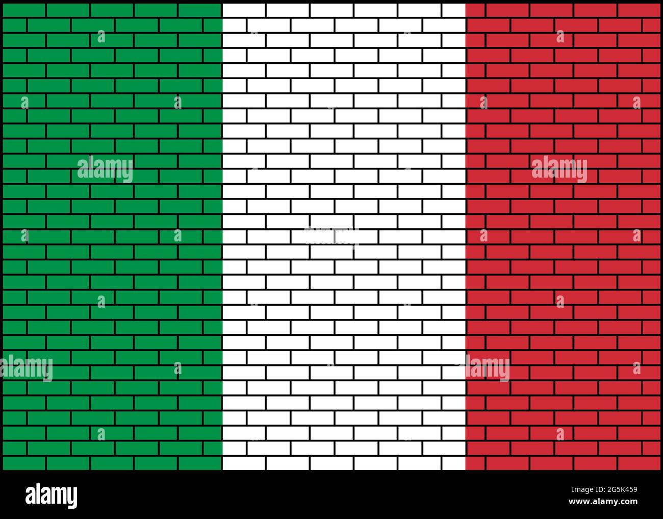 Italian, Italian flag on brick wall background. Vector Illustration ...