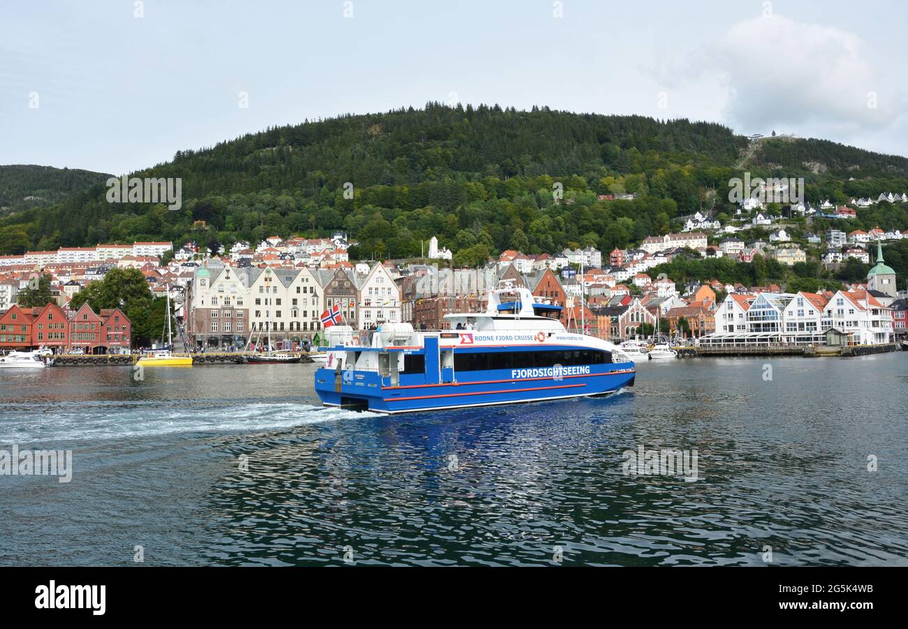 BERGEN, NORWAY - Aug 09, 2018: Rodne Fjord Cruise sightseeing vessel ...