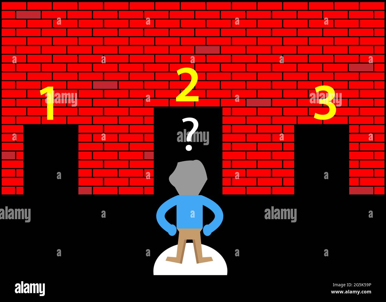 Businessmen and three doors. Concept for make the right choice. Vector ...
