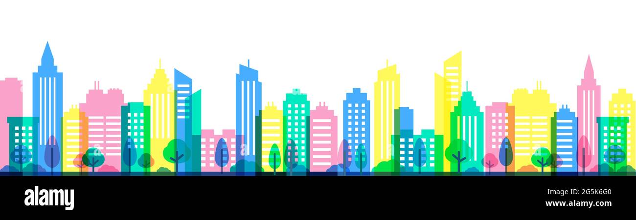 Cityscape skyline vector illustration. City buildings cartoon style ...