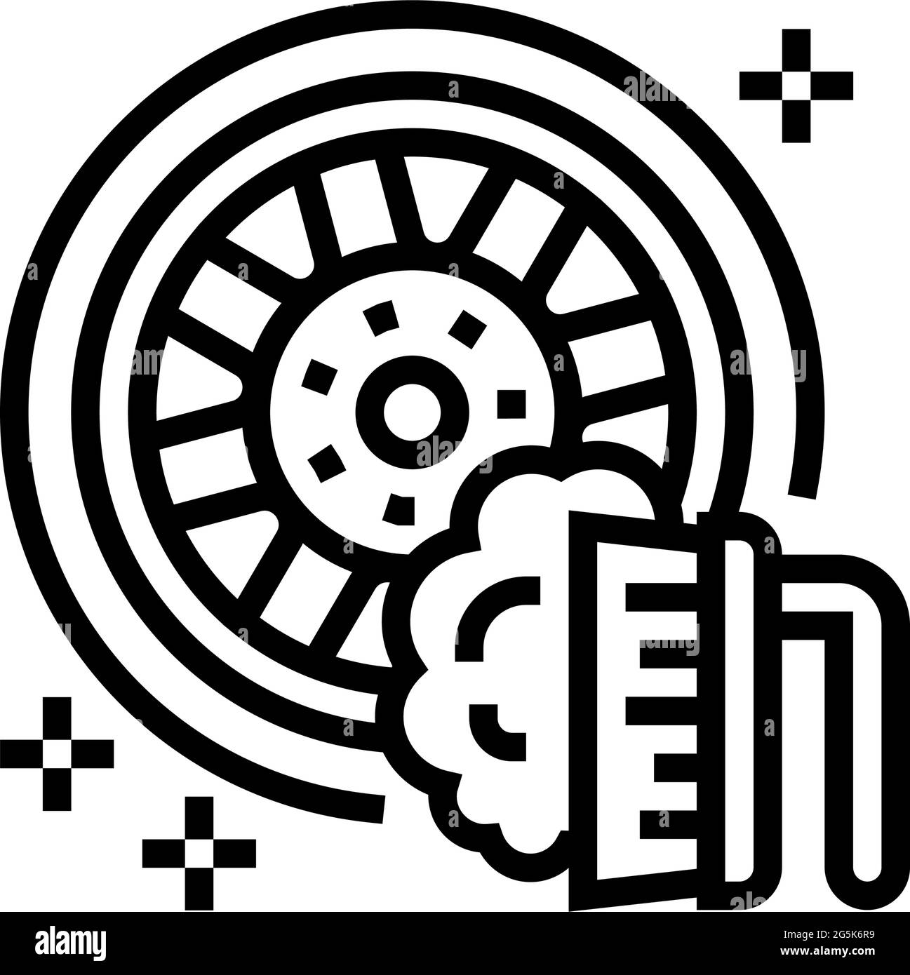 cleaning wash car wheel line icon vector illustration Stock Vector ...