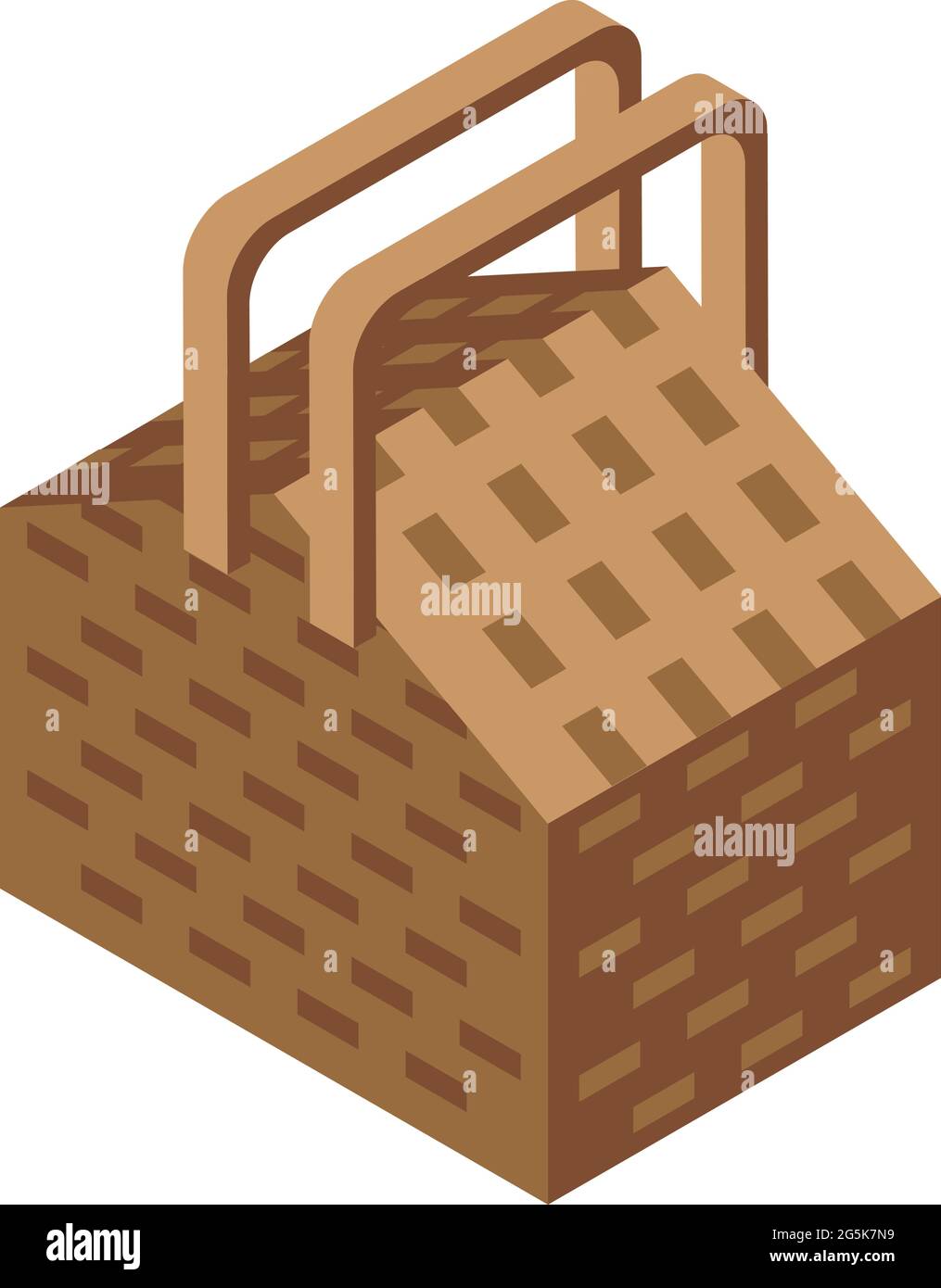 Empty picnic basket icon isometric vector. Easter wicker bag. Craft ...