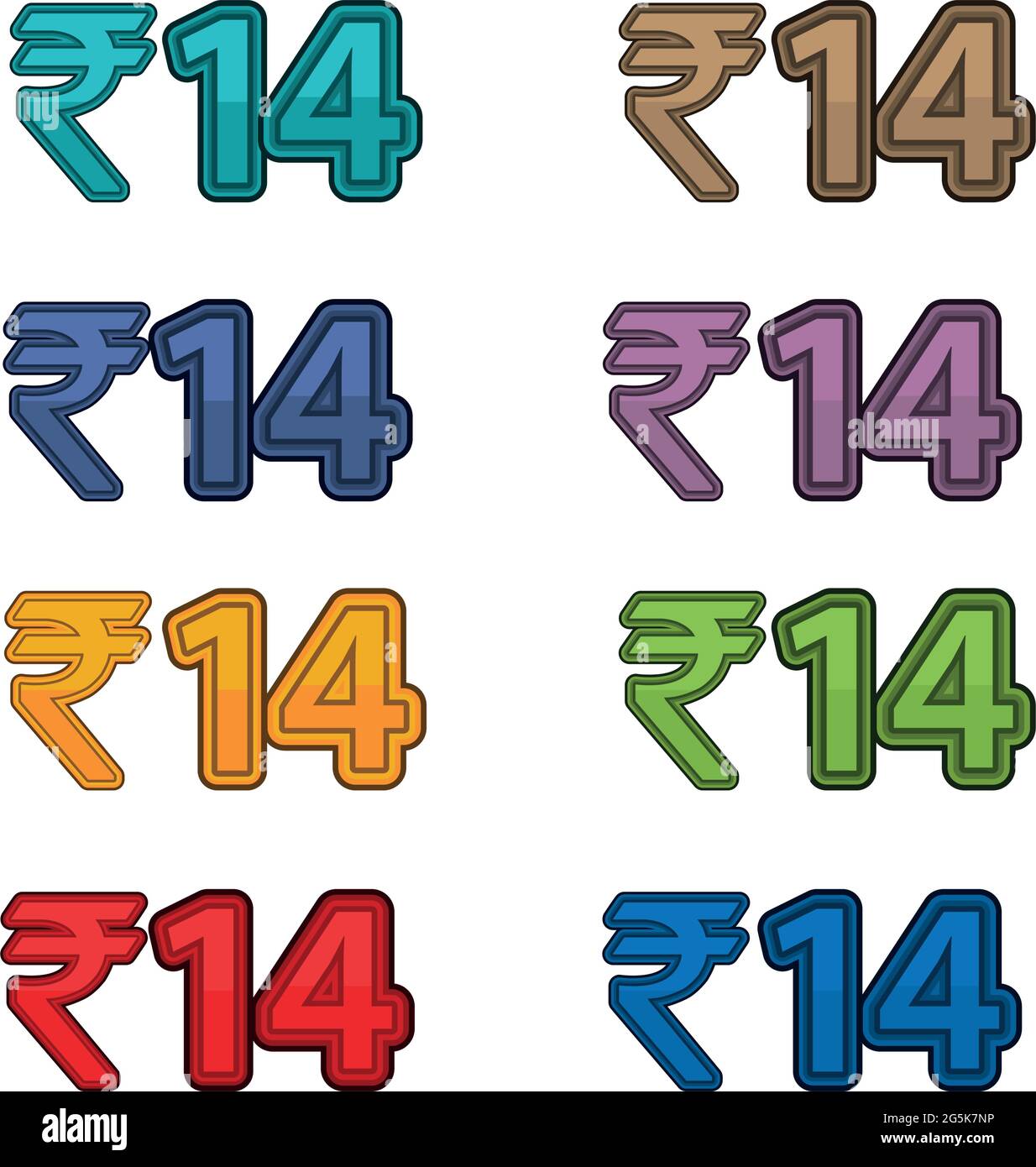 Illustration Vector of price 14 rupee, India currency Stock Vector ...
