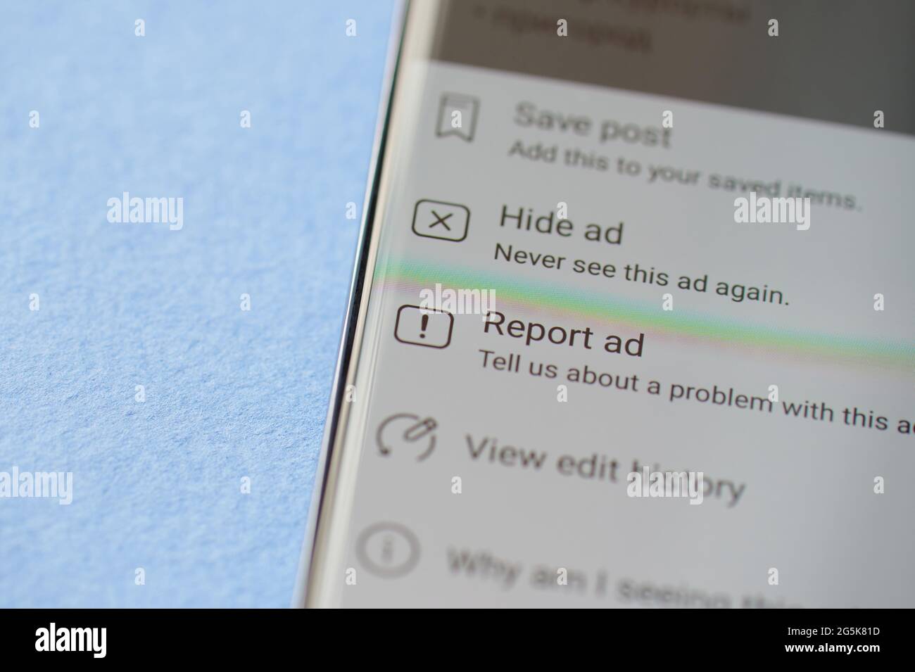 New york, USA - June 28 2021: Report scam ad in facebook post on ...