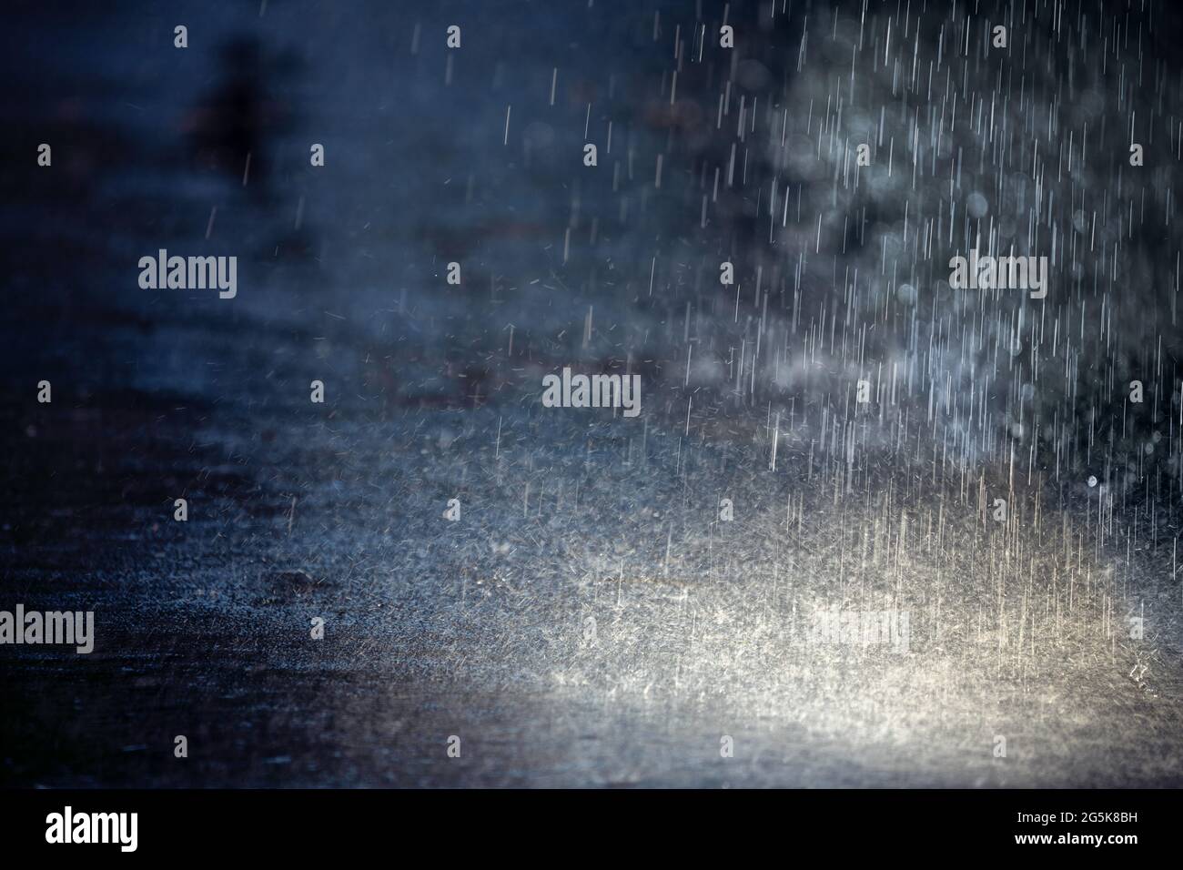 Night rain. Drops fall on the wet cold asphalt Stock Photo - Alamy