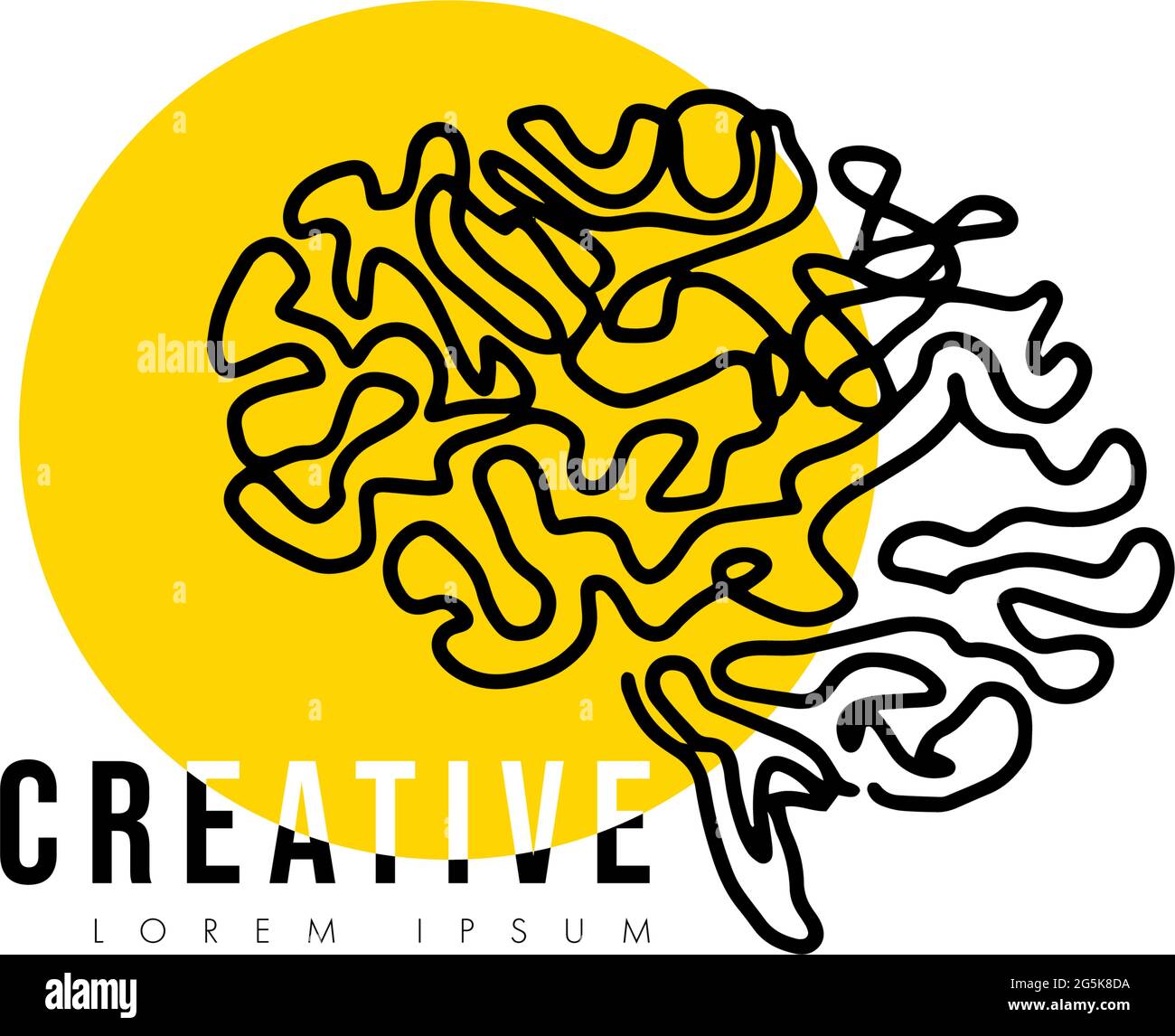 Creative line human brain vector icon illustration isolated on white ...