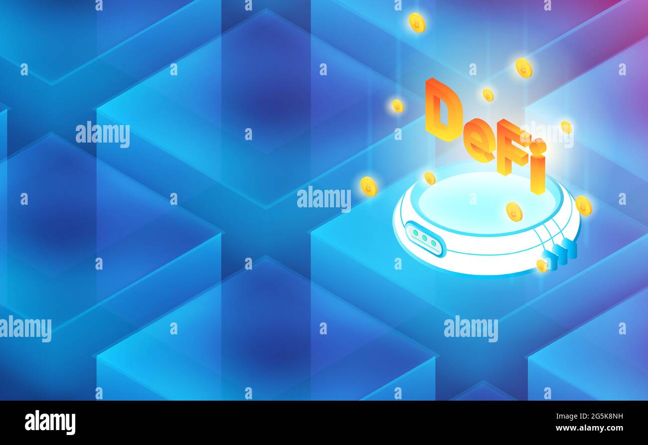 Futuristic Defi Blockchain hologram laptop smartphone and tablet ...