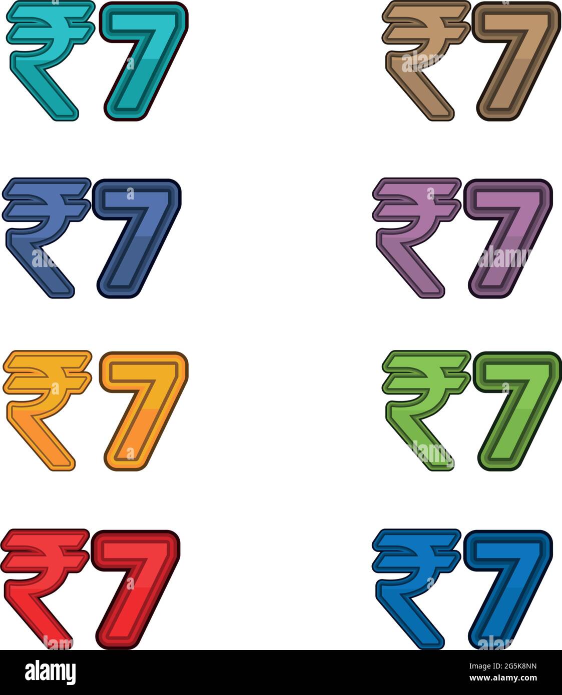 Illustration Vector of price 7 rupee, India currency Stock Vector Image ...