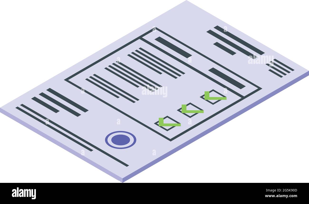 Test result document icon isometric vector. Corona report. Patient ...