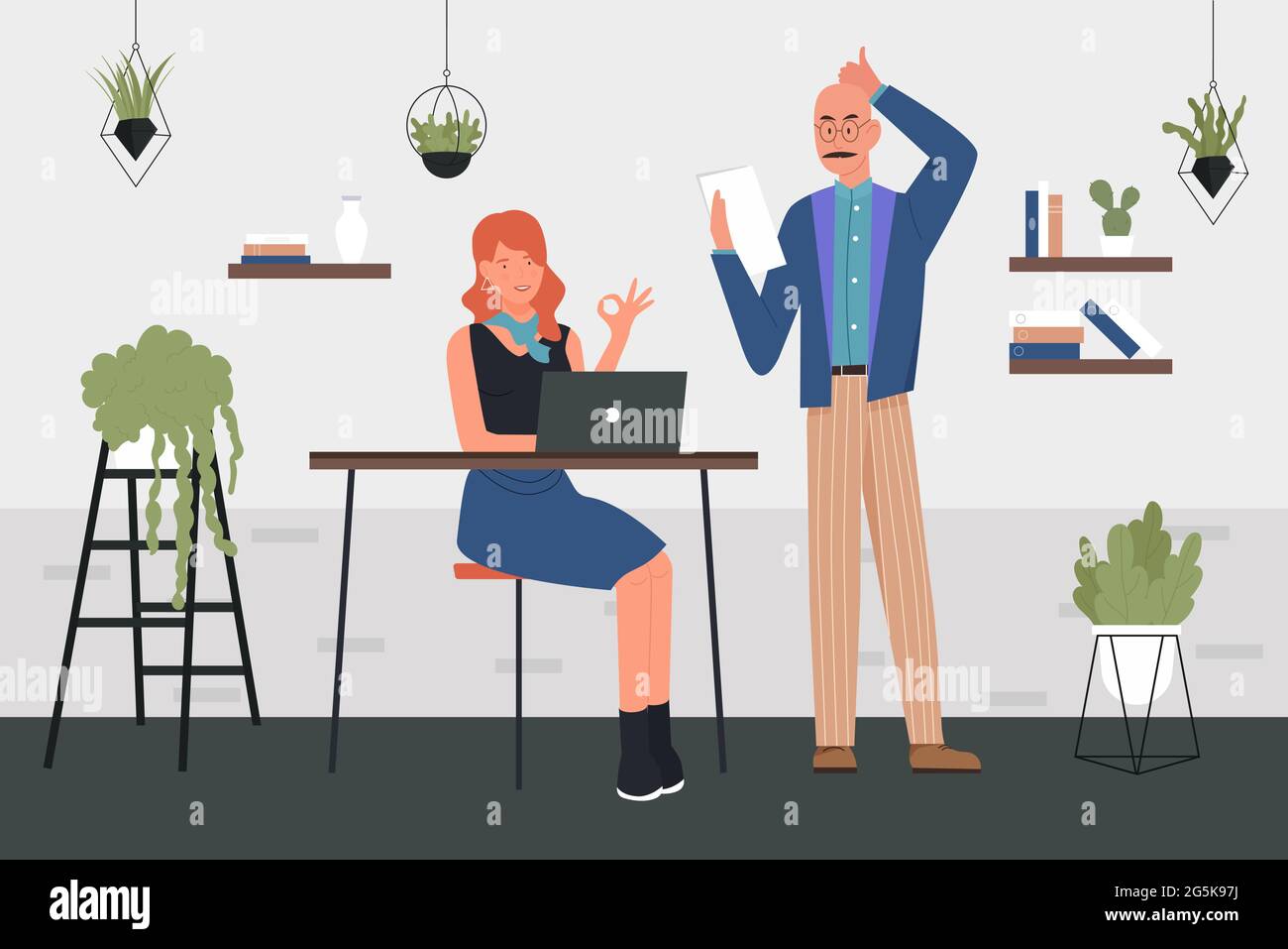 Happy young woman manager Stock Vector Images - Alamy