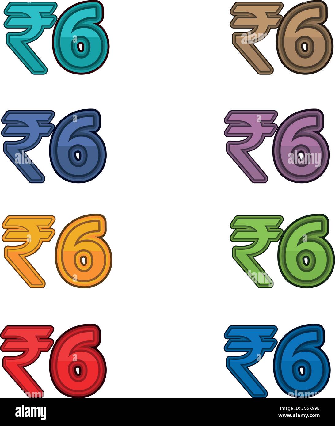 Illustration Vector of price 6 rupee, India currency Stock Vector Image ...