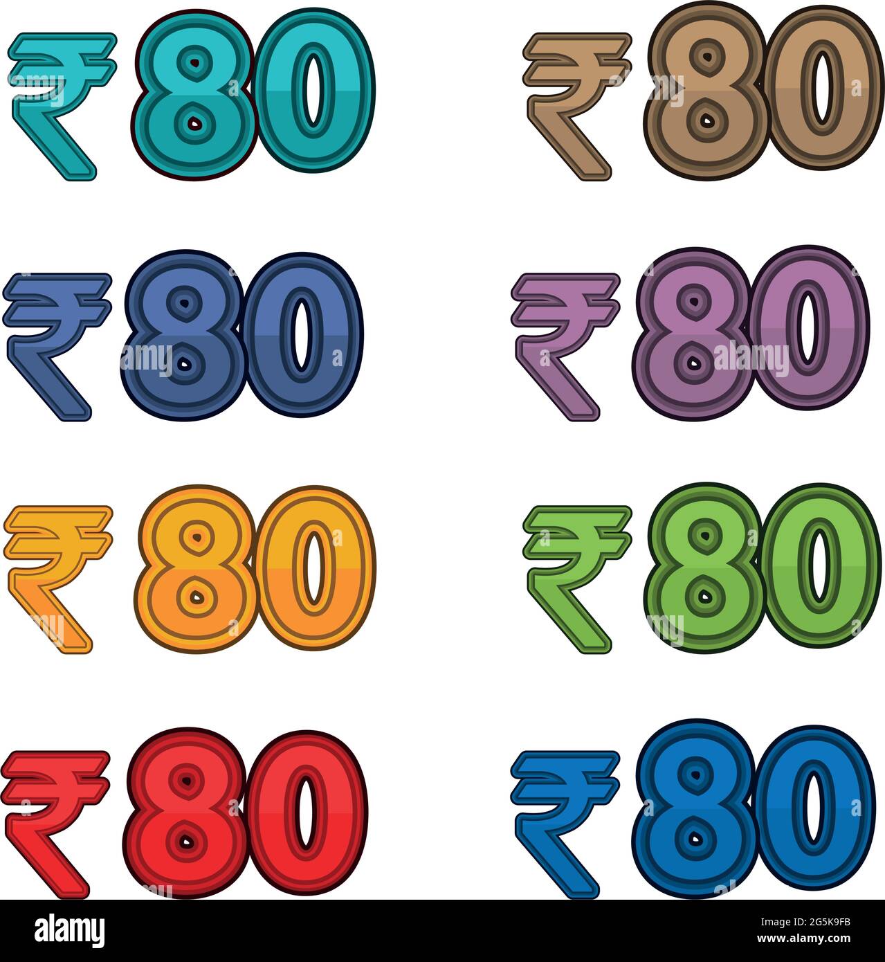 Illustration Vector of price 80 rupee, India currency Stock Vector ...